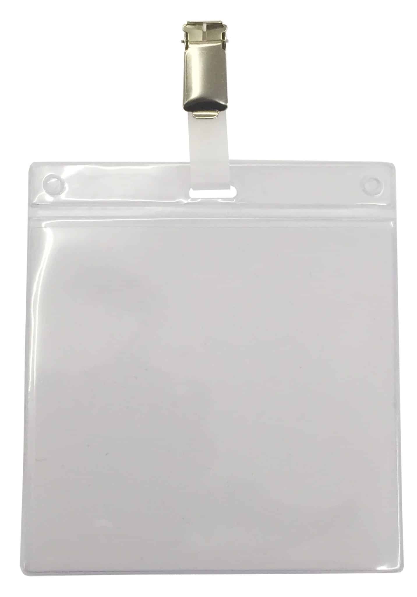 Extra Large Clear ID Card Holder Landscape with Metal lever clip ...